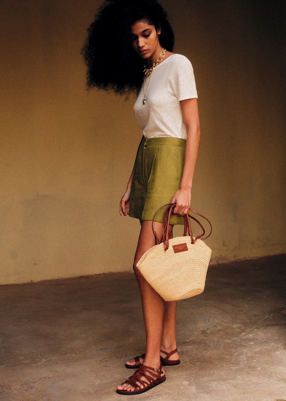 Dogan Shorts - Golden Olive - Linen - Sézane