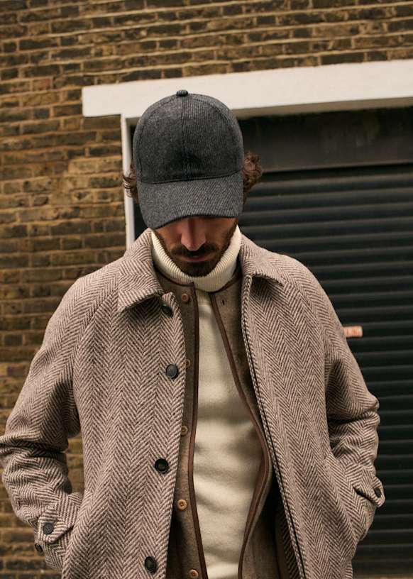 Chase cap - Blue / Brown Checks - Wool - Sézane