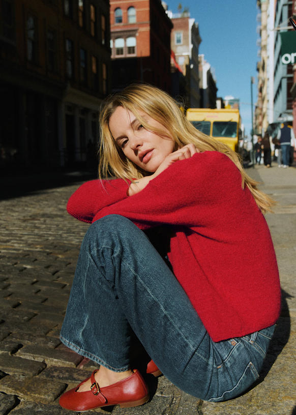 Weste Gaspard Crop - Rot Karmin - Super Kid Mohair - Sézane