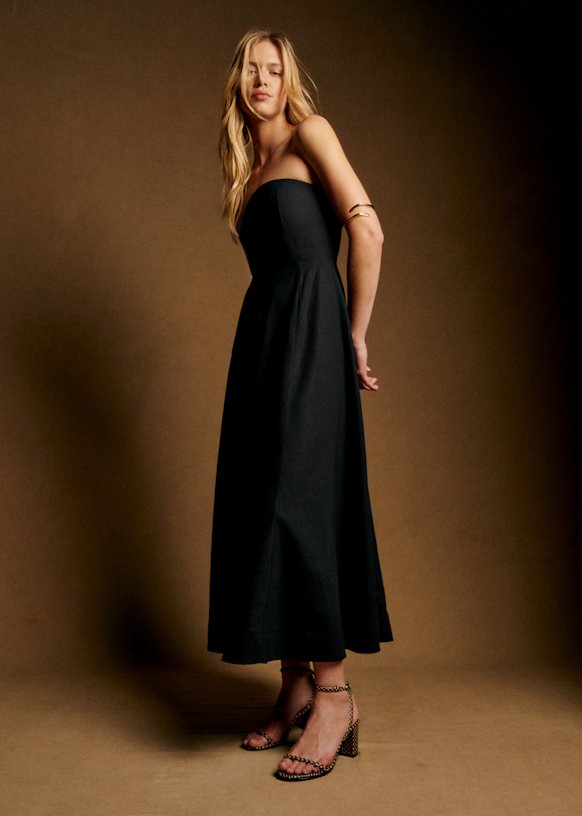 Soleane Dress - Black - Linen - Octobre Éditions