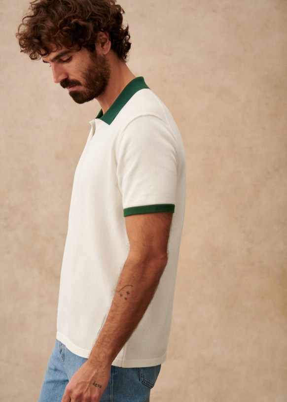 Nick Polo - Ecru / Green - Organic Cotton - Sézane
