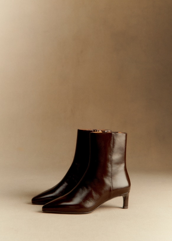 Garance Ankle Boots - Patent Black - Bovine leather - Sézane