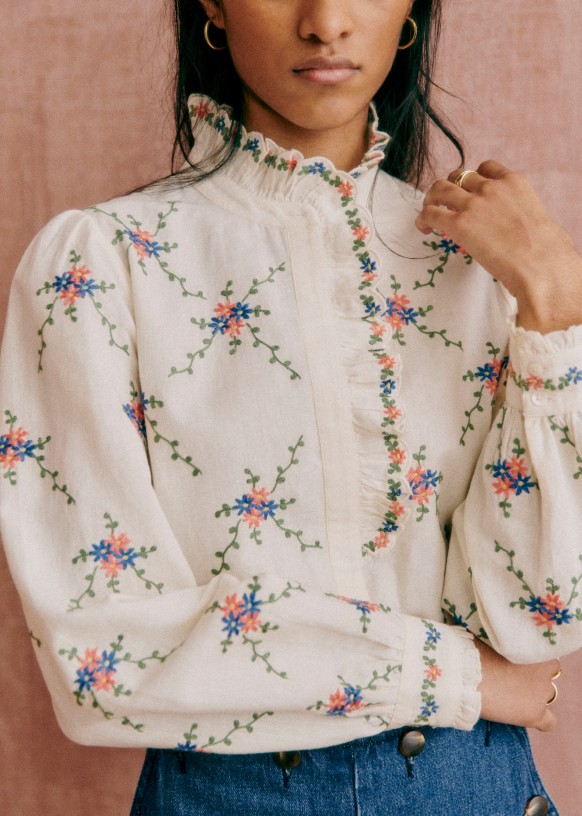 Coline Shirt - Ecru - Cotton - Sézane