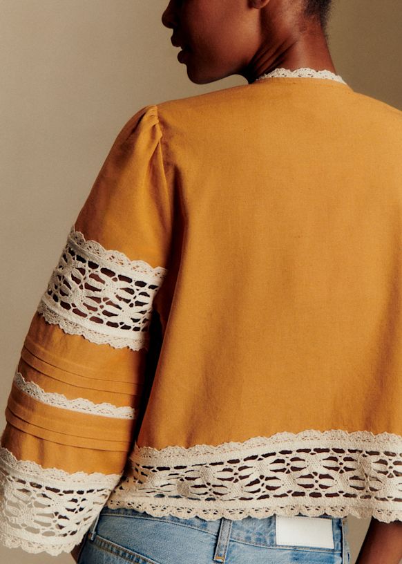 Hemd Stéphanie - Creme Hintergrund Honig - Bio-Baumwolle - Octobre Éditions