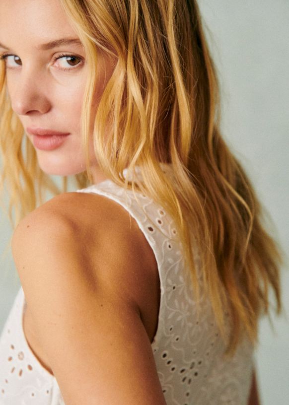 Roni Blouse - Embroidered White - Organic Cotton - Sézane