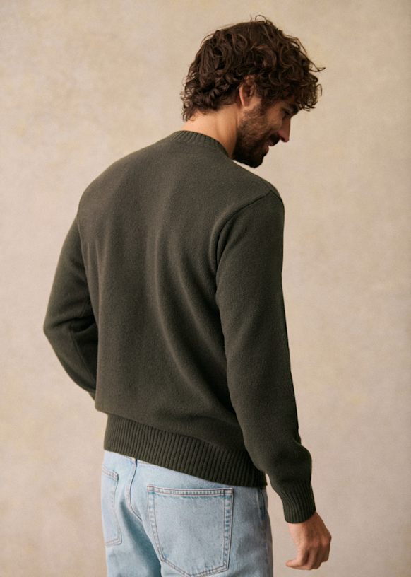 Riley Sweater - Olive Green - Merino Wool - Sézane