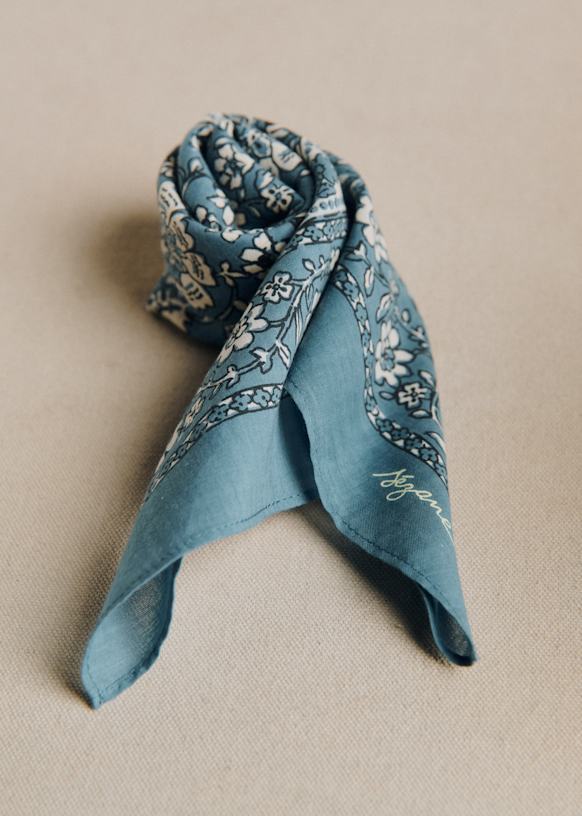 Gaston Scarf - Vintage Blue and Navy Sara Print - Organic Cotton ...
