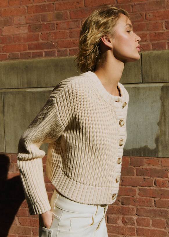 Paolo Cardigan - Cream - Merino Wool - Sézane