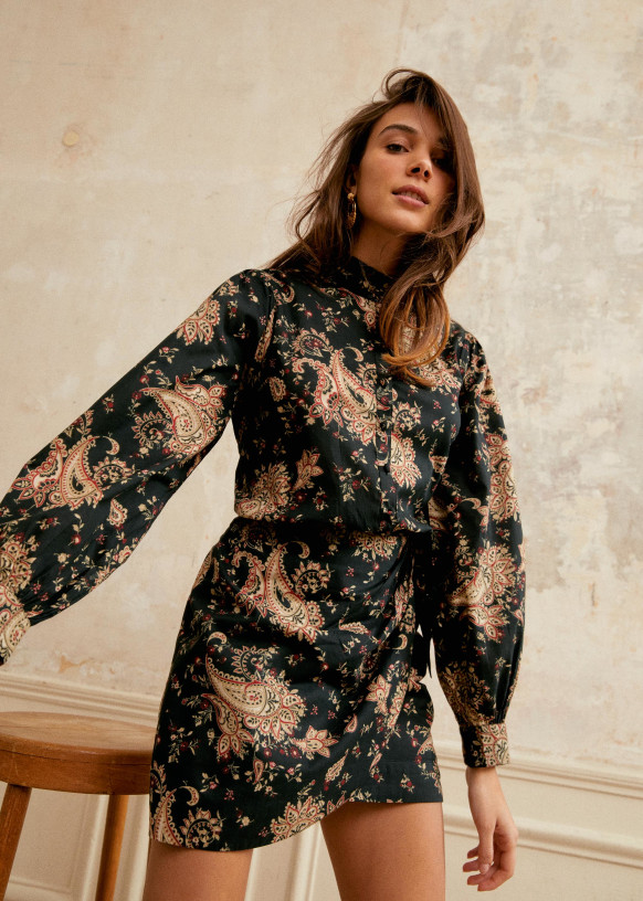 Capri Dress - Black multi - Organic Cotton - Sézane