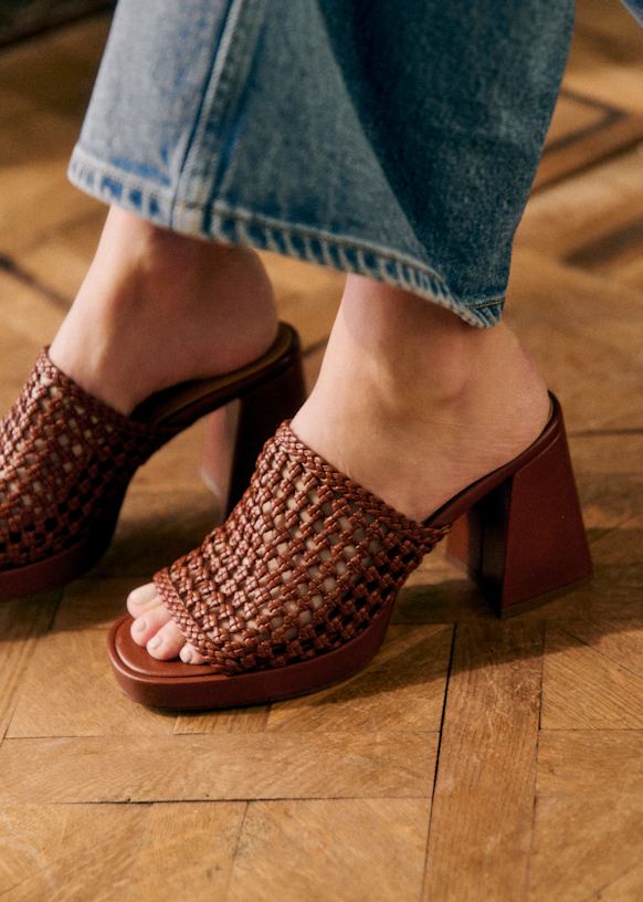 Annalisa High Mules - Smooth Natural Leather - Smooth cowhide leather ...