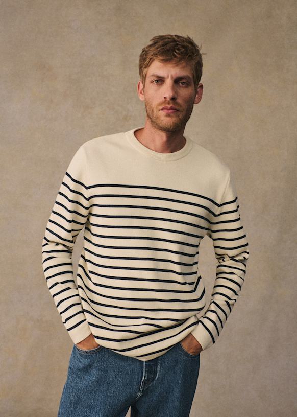 Davin Sweater - Cream/ Navy - Organic cotton - organic textile ...