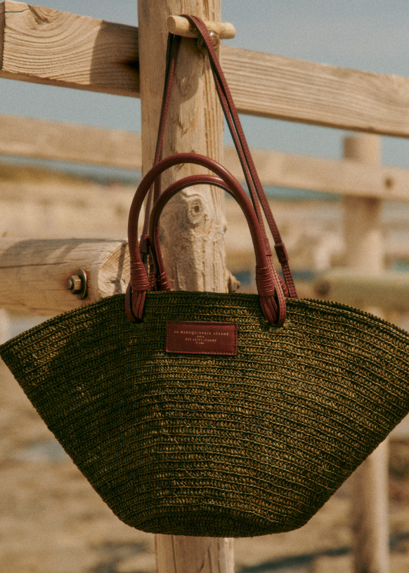 Justine Basket - Raffia Embroidery Multicoloured Flowers - Raffia ...