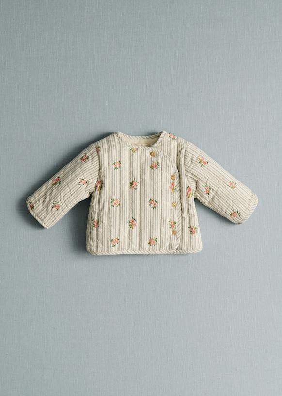 Fanny Jacket - Stripes with Floral Embroidery - Organic cotton ...