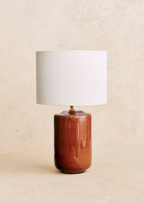 Mezzo lamp - Caramel - Boléro Lampshade - Jute Burlap - Ceramic - Sézane