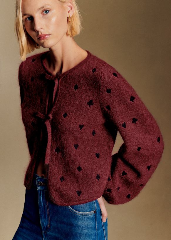 Augustin Cardigan - Sézane x Antoinette Poisson - Burgundy - Kid mohair ...