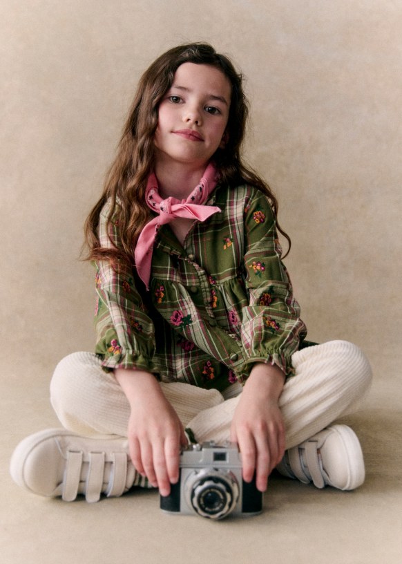 Adeline Blouse - Flowery Embroidery Tiles Fields - 0rganic cotton ...