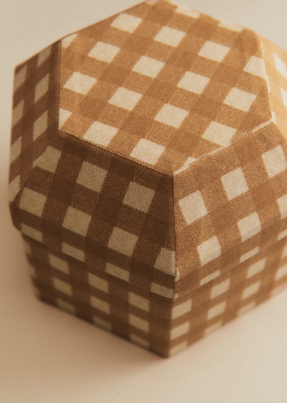 Octagonal Storage Box - Small Size - Camel Check - Cotton - Sézane