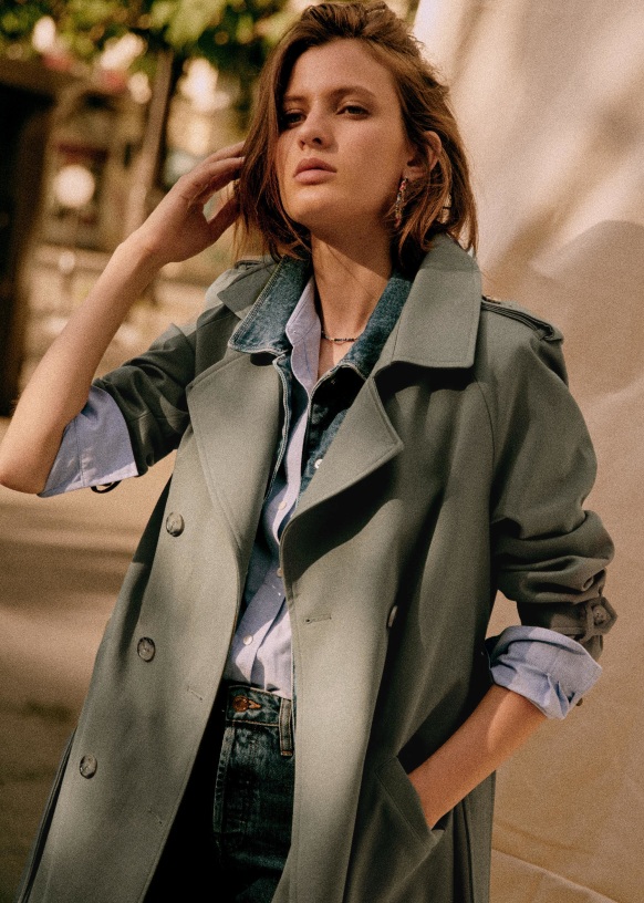 Scott Trench Coat - Khaki - Cotton - Sézane