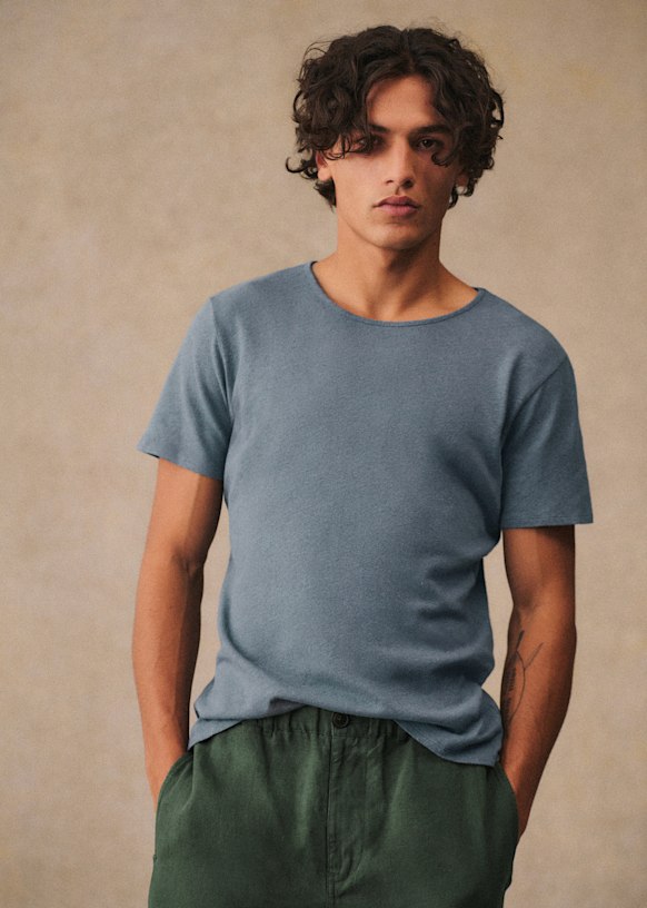 Martin T-shirt - Steel Blue - Cotton - Octobre Éditions