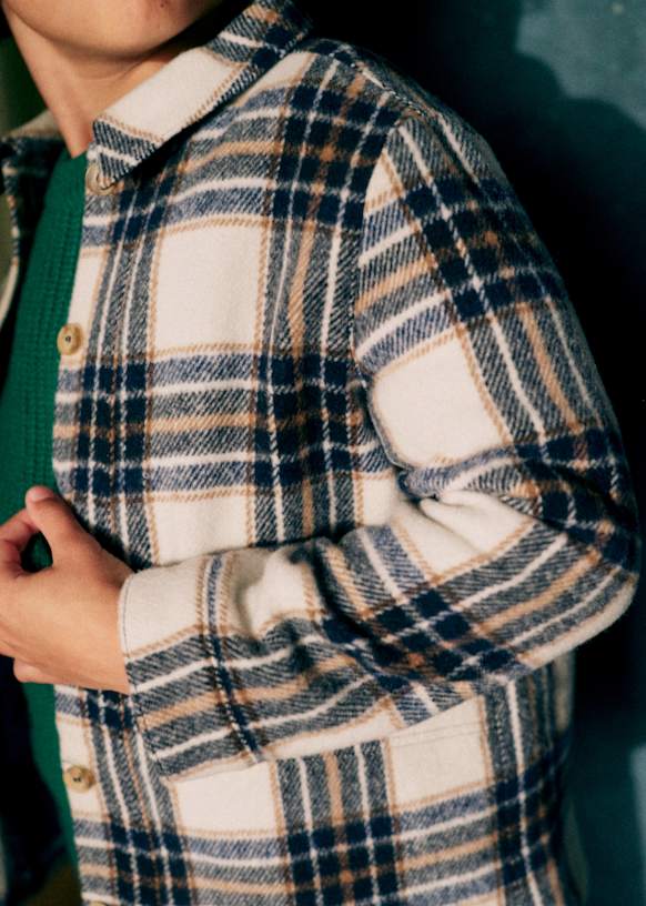 Willy Jacket - Ecru / Navy Check - GRS certified recycled wool - Sézane