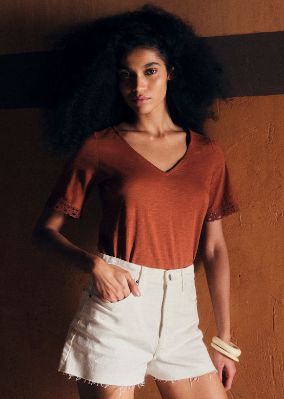 T-Shirt Lorna - Rouille - Coton biologique - textile biologique - Sézane