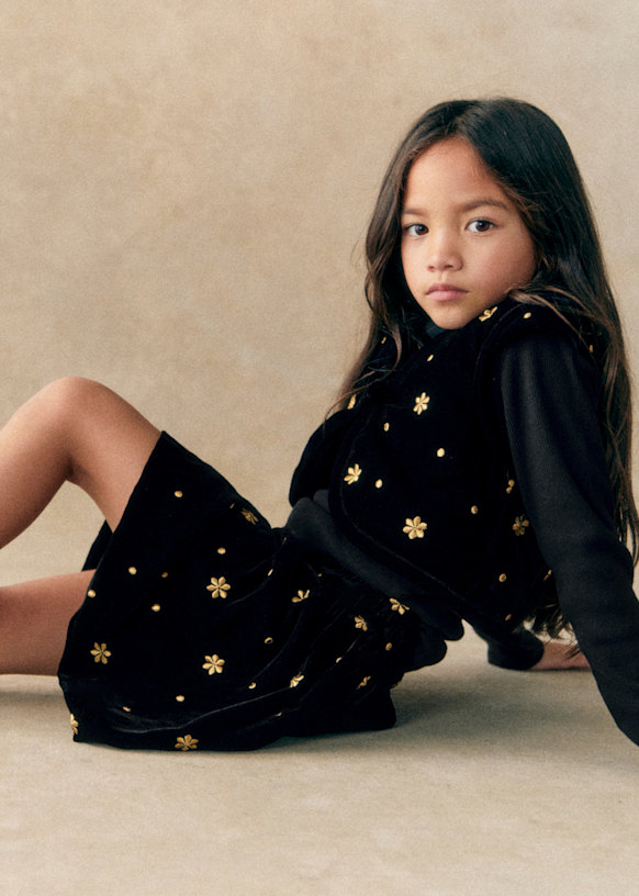 Marie Skirt - Flower and Polka Dot Embroidery - Polyester - Sézane