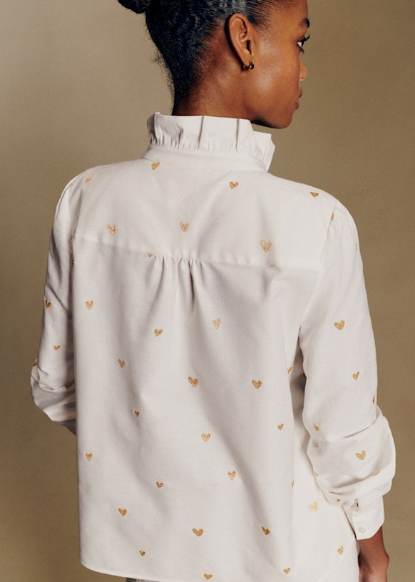 Gift Set Chlo Shirt - Gold Heart Embroidery - Organic Cotton - Sézane