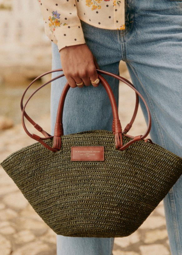 Justine Basket - Raffia Embroidery Multicoloured Flowers - Raffia ...