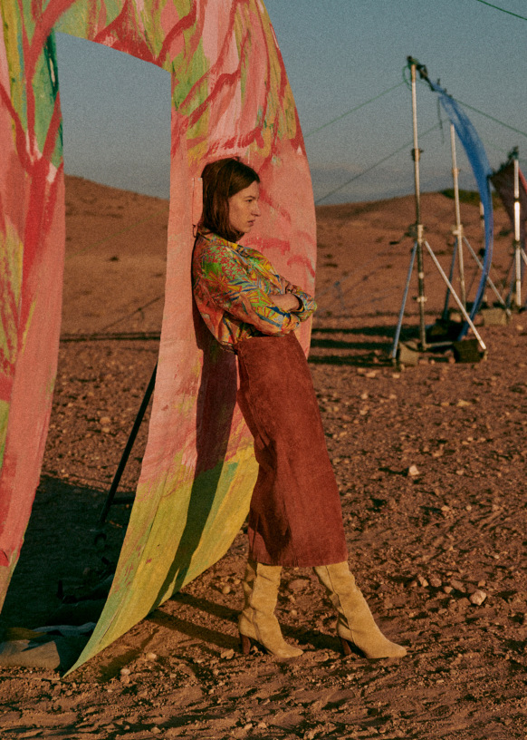 Pierro Shirt - Sézane x Geoffroy Pithon - Pink / Green abstract print ...