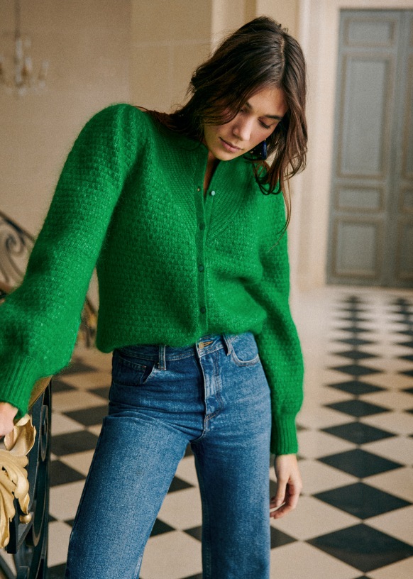 Gilet Solena - Vert Flash - Kid mohair - Sézane