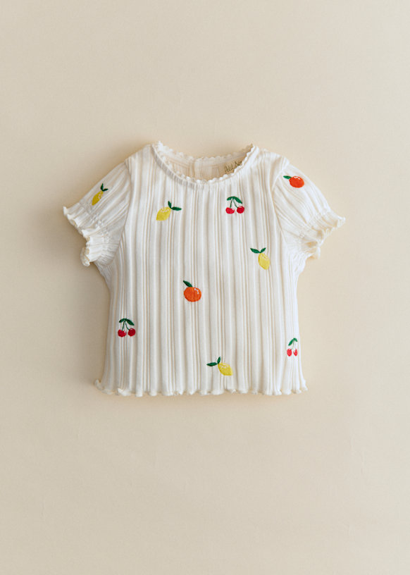 Top Simona - Ecru / Broderie Fruit - Coton biologique - textile ...