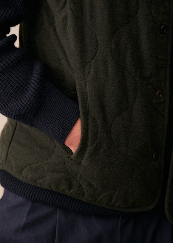 Gilet Iboxer Flanelle - Kaki Foncé - Coton - Sézane