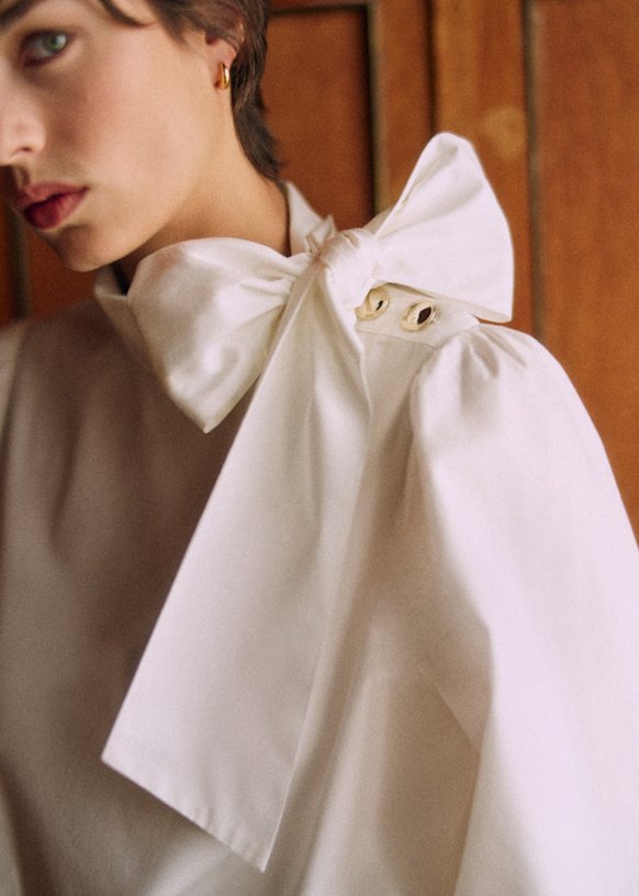 Camisa Coleta - Sézane x MDLO - Riscas cru azul - Algodão orgânico ...