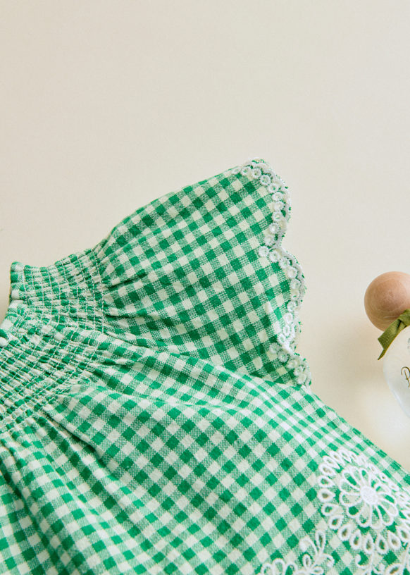 Nolane Blouse - Green Gingham - Organic cotton - organic textile - Sézane
