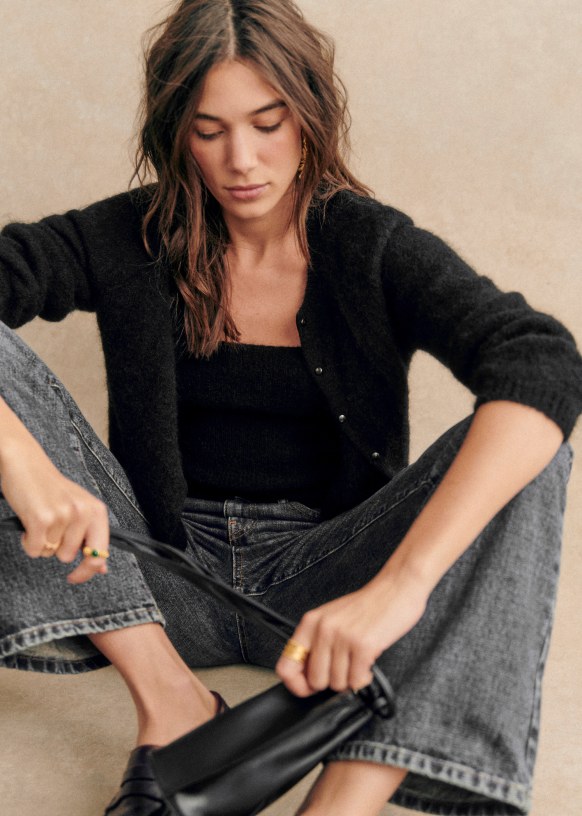 Leonora Cardigan - Black - Super kid mohair - Octobre Éditions