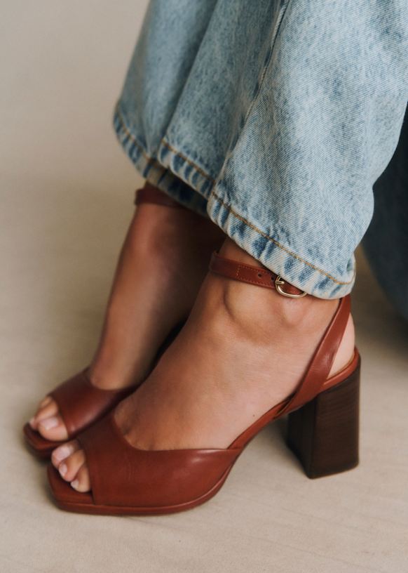 Maxine High Sandals - Smooth Camel - Vegetable-tanned smooth cowhide ...