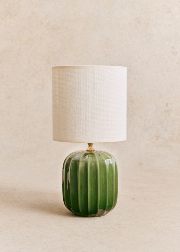 Traviata Lamp Small Model - Green - Sonate Lampashade - Ecru - Ceramic ...