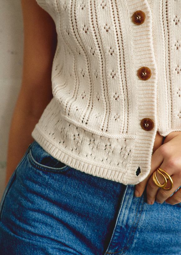 Roméo Cardigan - Beige - Merino Wool - Sézane
