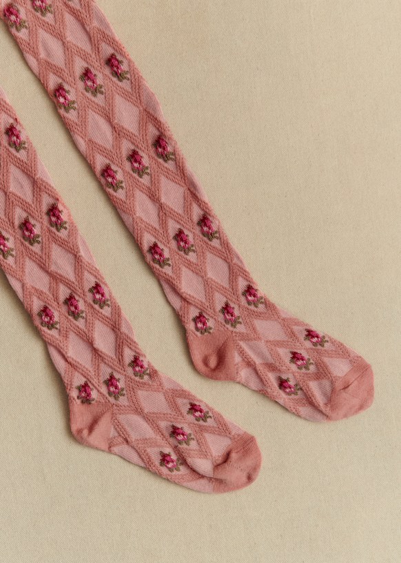Collant Julia - Fleurs Roses - Coton - Sézane