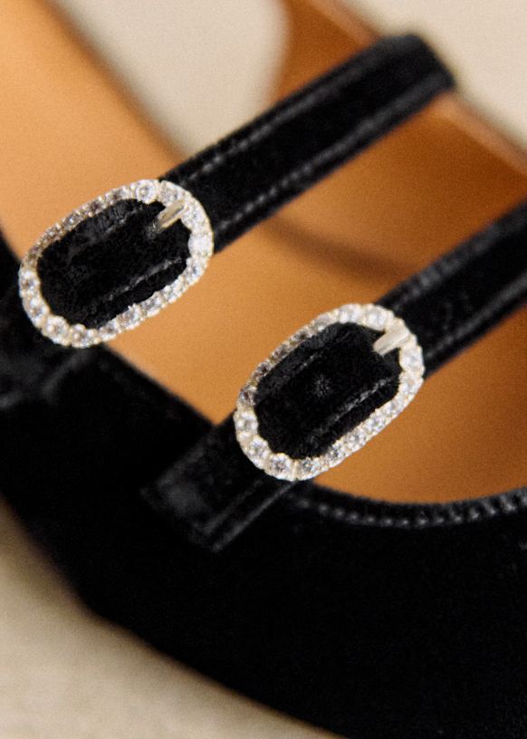 Paula Babies - Black Velvet with Rhinestones - Textile - Sézane Paula Babies - Black Velvet with Rhinestones - Textile - Sézane