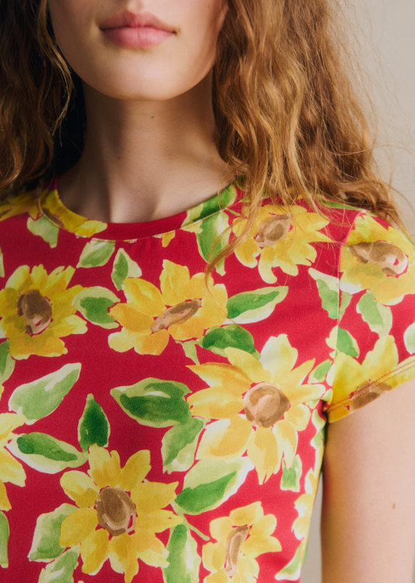Camil T-Shirt - Sunflower Print - Organic cotton - textile made from ...