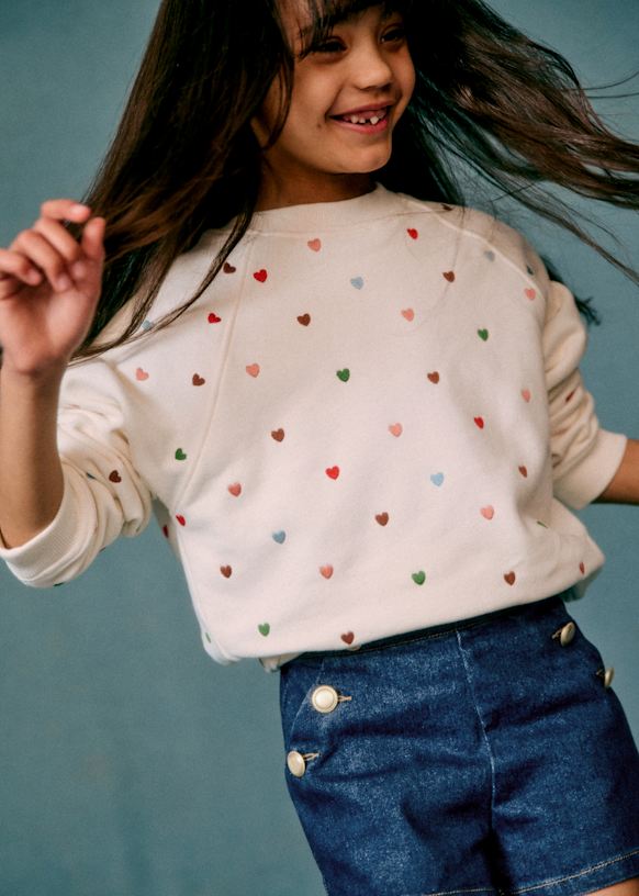 Tommy Sweatshirt - Ecru / Multico hearts - Organic cotton - organic ...