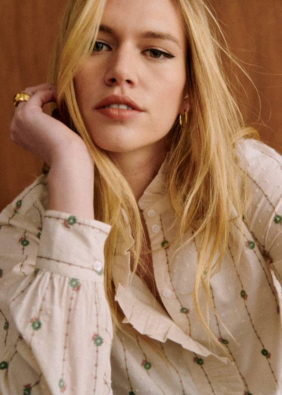 Chlo Shirt - Gold Heart Embroidery - Sézane