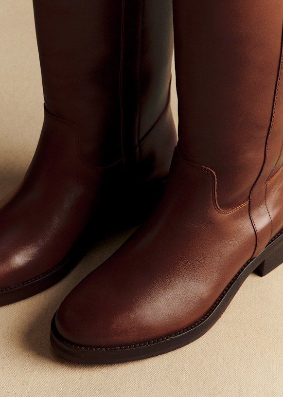 Bridget Knee Boots - Glossy Chocolate - Bovine leather - Sézane