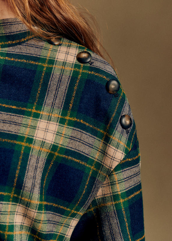 Ozalée Blouse - Green and blue check - Viscose ECOVERO™ LENZING™ - Sézane