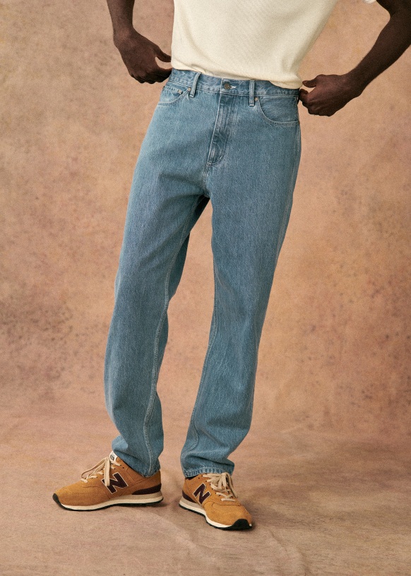 Calças corte direito Hanson - Azul Denim - Algodão Orgânico - Sézane