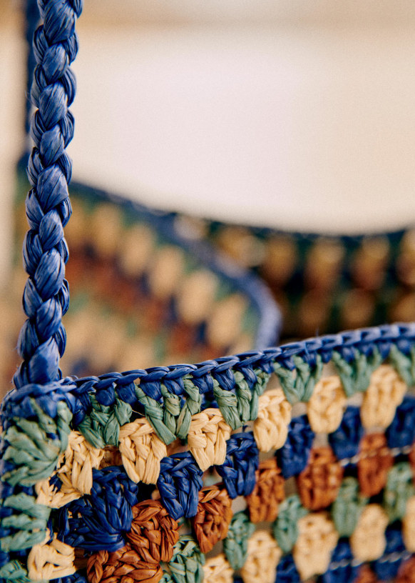 Ashley Basket - Blue/Multicoloured - Raffia - Sézane
