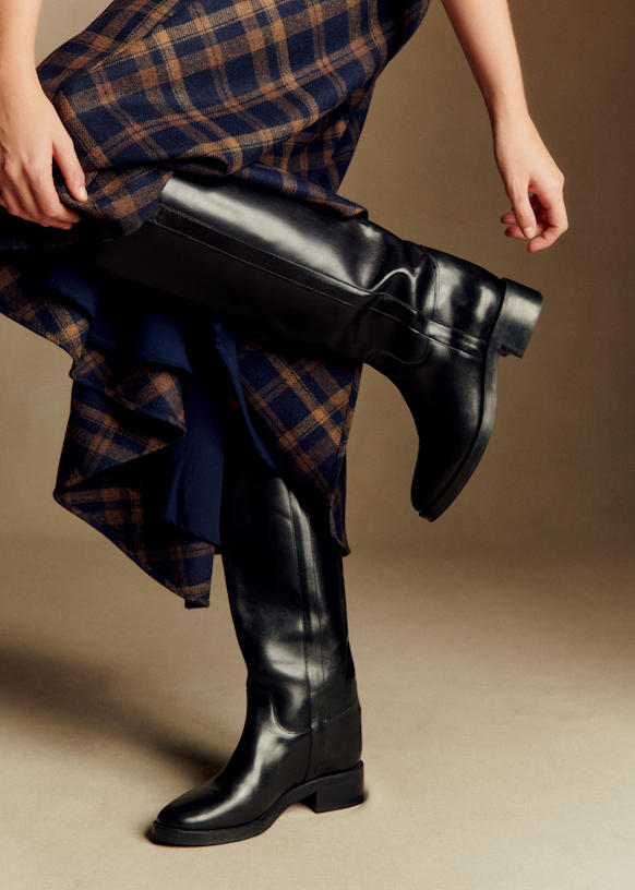 Bridget Knee Boots - Glossy Chocolate - Bovine leather - Sézane