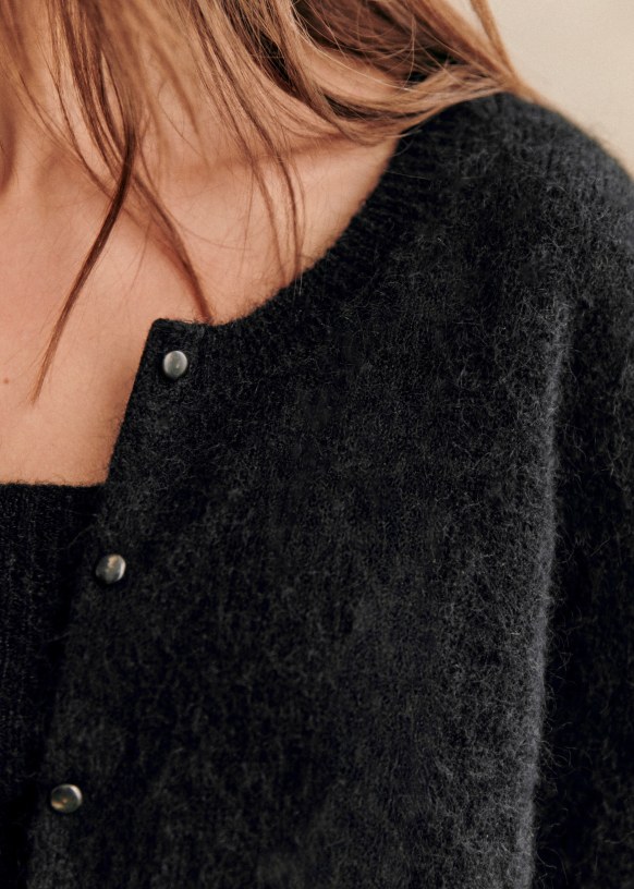 Leonora Cardigan - Black - Super kid mohair - Octobre Éditions