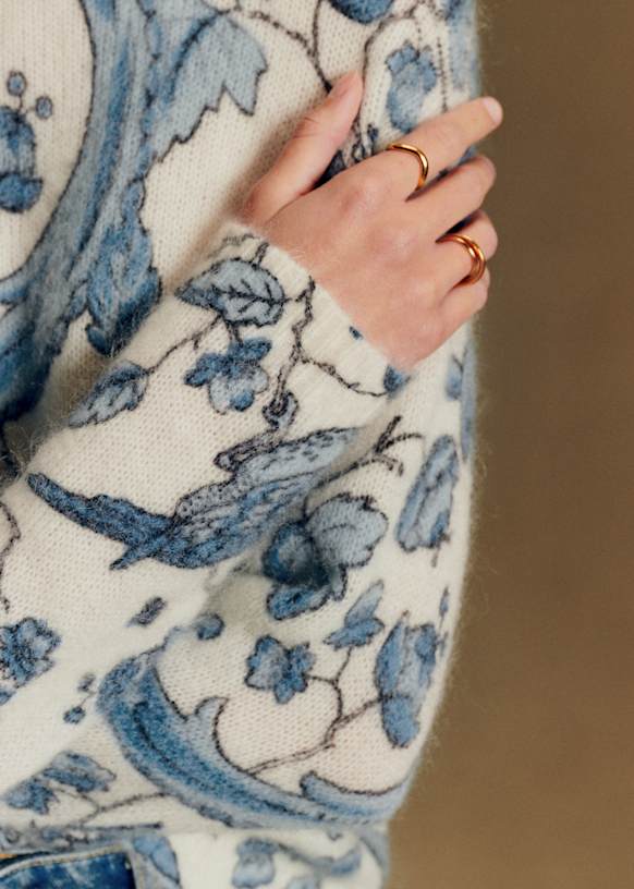 Thibault Sweater - Sézane x Antoinette Poisson - Blue Birds Print - Kid ...
